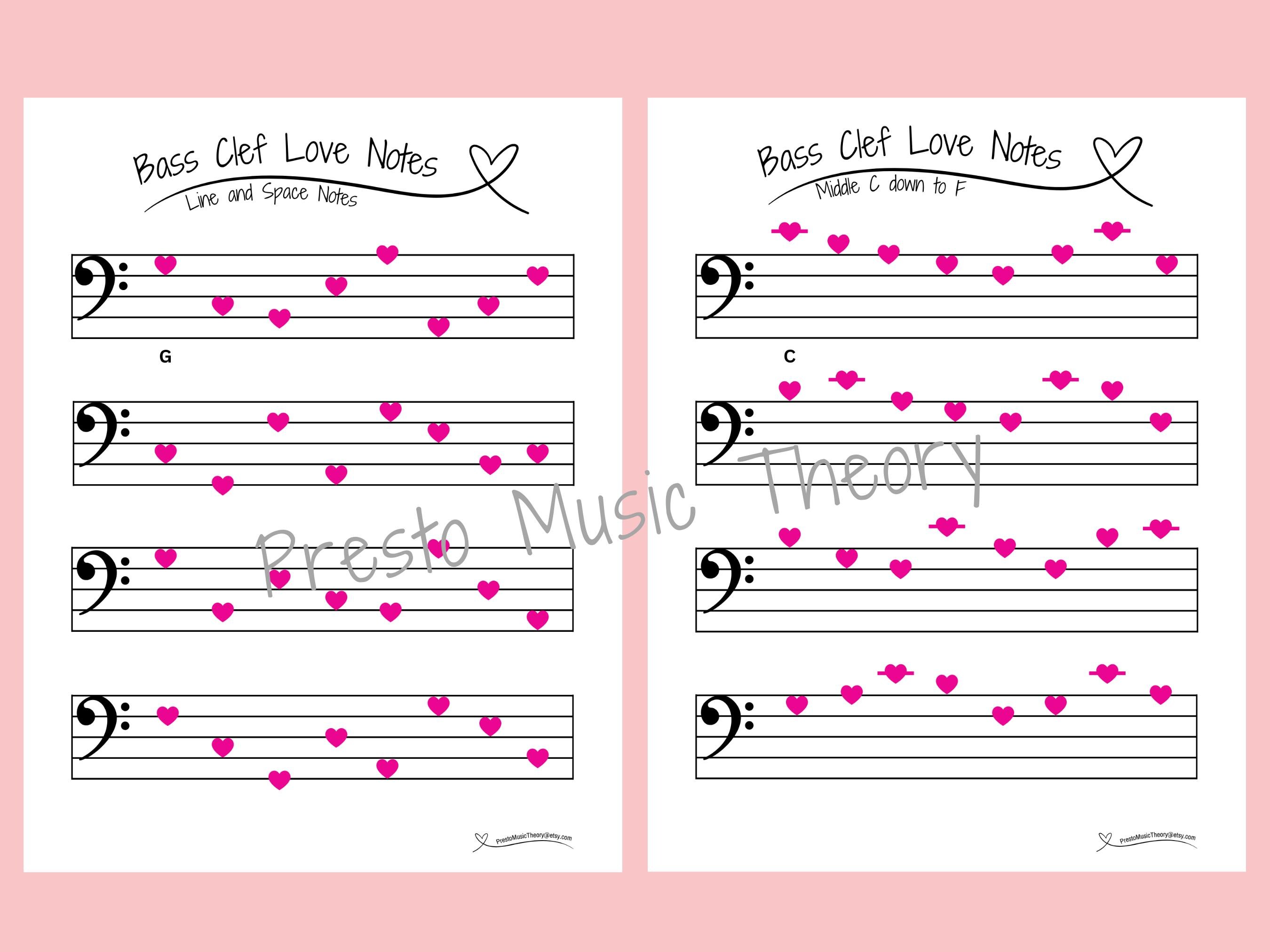Valentine Music Note Name Worksheets, Valentine Note Names, Treble and ...