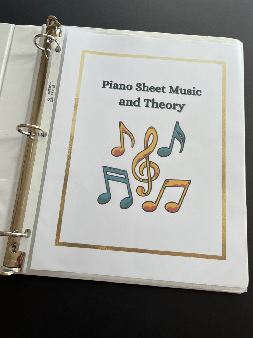 Music Binder Cover - Piano Sheet Music and Theory. Add a Pop of Color ...