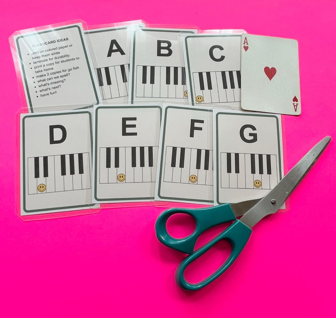 Piano Key Flashcards and Name the Piano Keys Worksheet Fun - Etsy