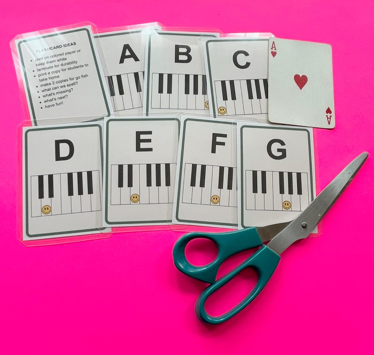 Piano Key Flashcards and Name the Piano Keys Worksheet Fun - Etsy