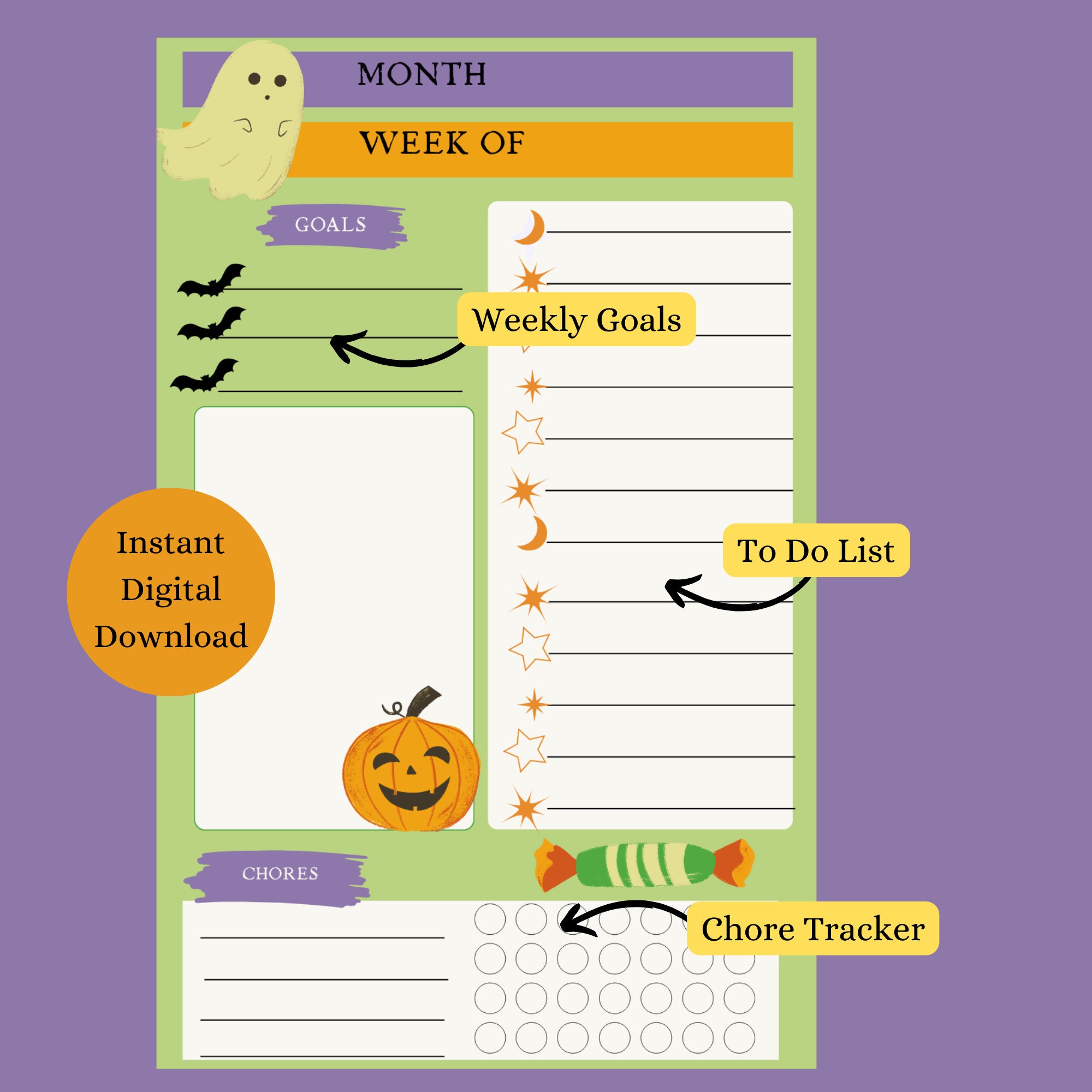 Printable Weekly Planner - Halloween - Schedule for Kids or Adults ...