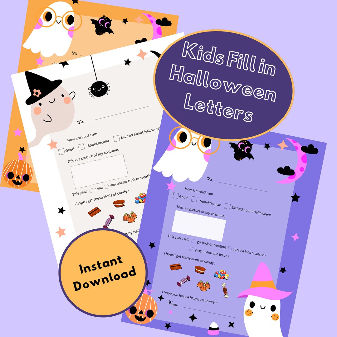 Kids Fill in the Blank Halloween Letter - Halloween Stationary ...