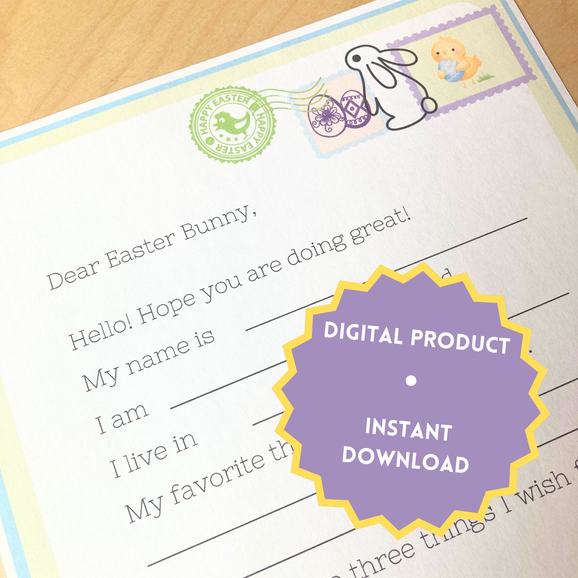 Letter to the Easter Bunny - Printable Kids Activity - Etsy