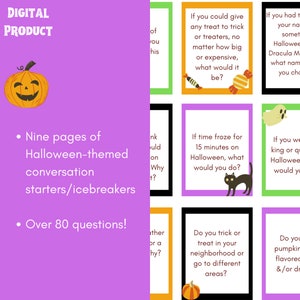 Printable Halloween Conversation Cards / Icebreakers - Fun Seasonal ...