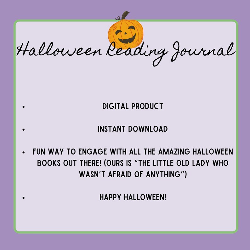Halloween Reading Journal / Log for Kids - Educational Activity ...