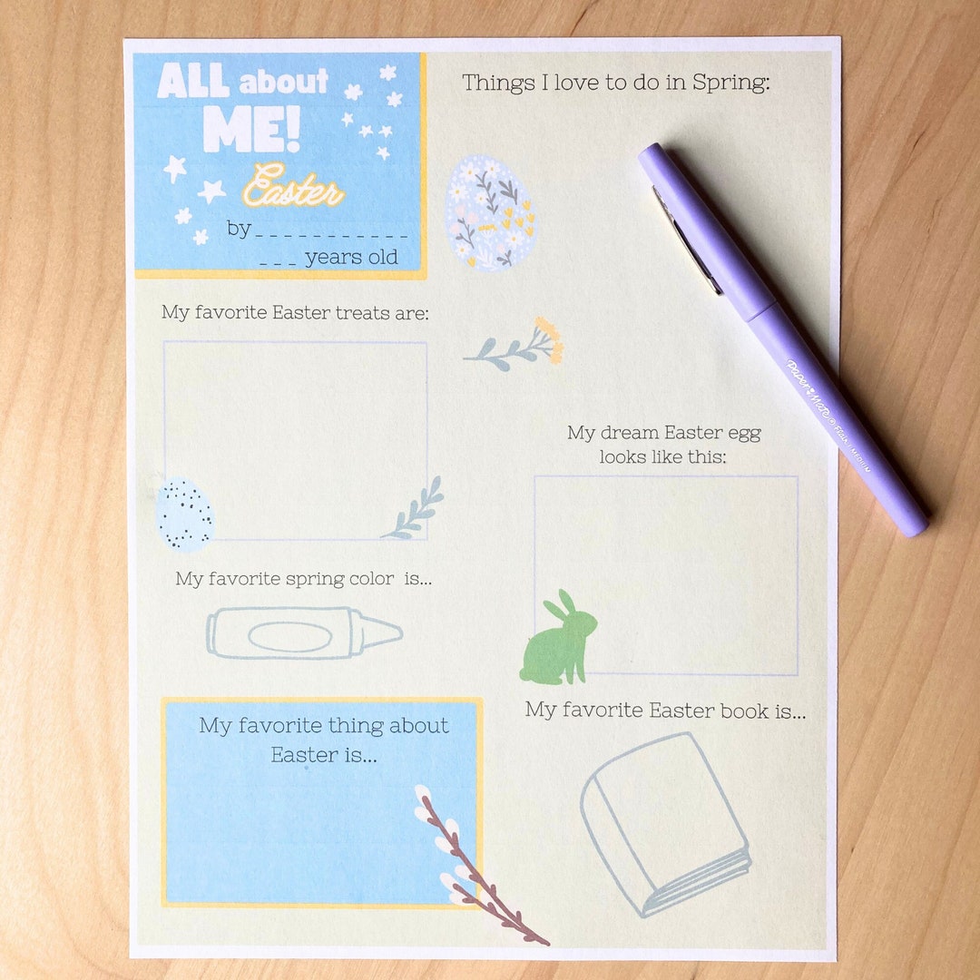 All About Me Easter Printable Holiday Activity for Kids - Etsy