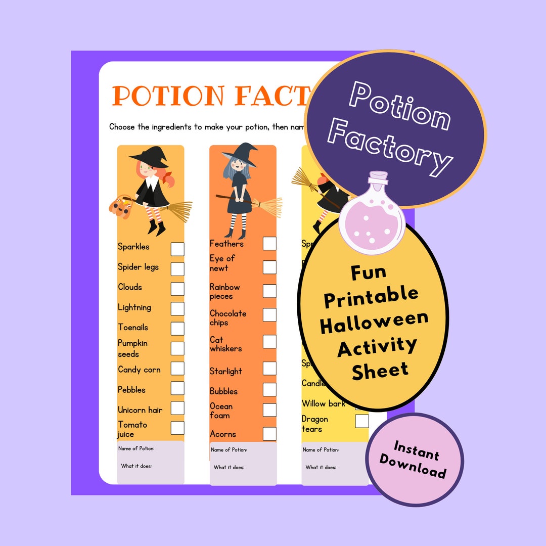 Potion Factory - Fun Printable Halloween Worksheet for Kids - Etsy