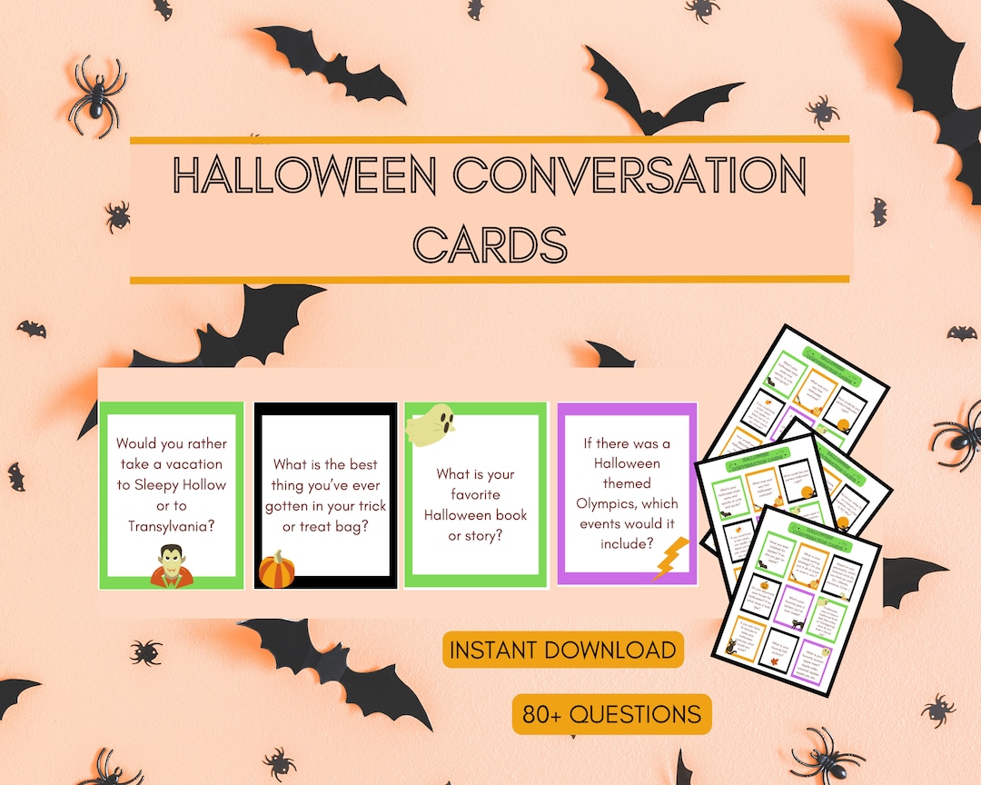 Printable Halloween Conversation Cards / Icebreakers - Fun Seasonal ...