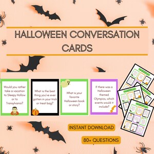 Printable Halloween Conversation Cards / Icebreakers - Fun Seasonal ...