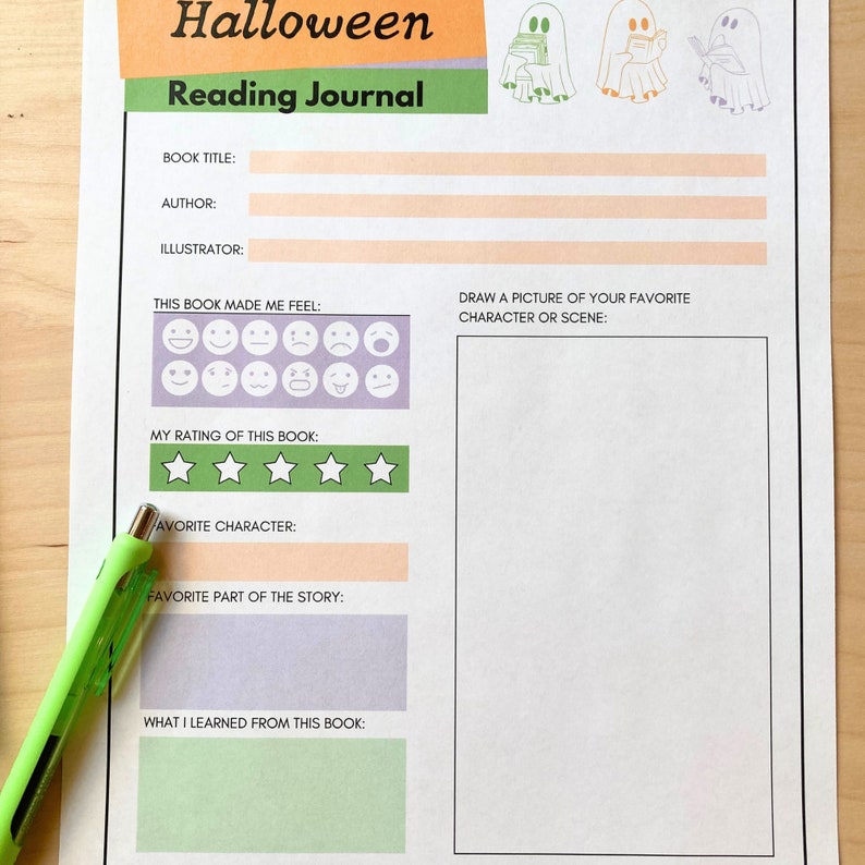 Halloween Reading Journal / Log for Kids - Educational Activity ...