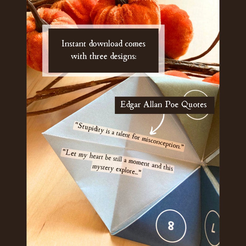 Printable Edgar Allan Poe Fortune Teller - Literary Halloween Game ...