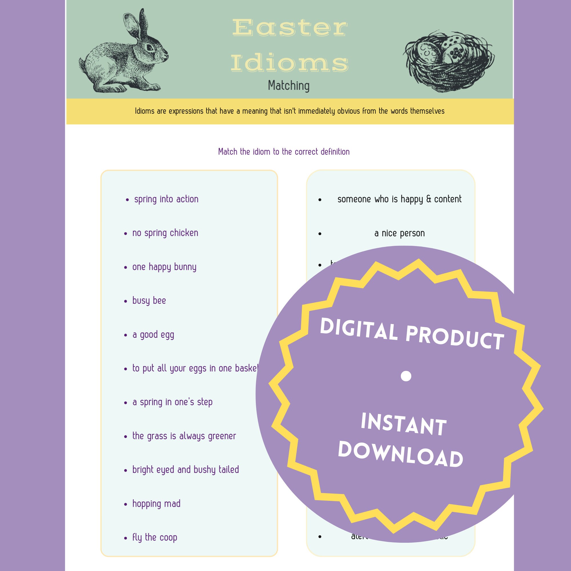 Printable Easter Language Games Idioms & Story Roll Educational ...