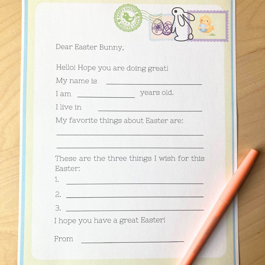 Letter to the Easter Bunny - Printable Kids Activity - Etsy