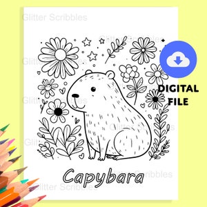 Adorable Capybara Coloring Page, Worksheets, Printable, Digital File ...