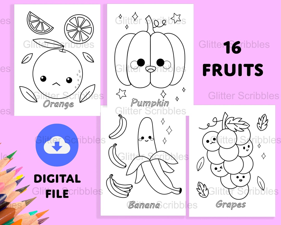 Cute Fruits Printable Coloring Pages, Coloring Worksheets for Kids, Boy ...