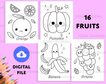 Cute Fruits Printable Coloring Pages, Coloring Worksheets for Kids, Boy ...