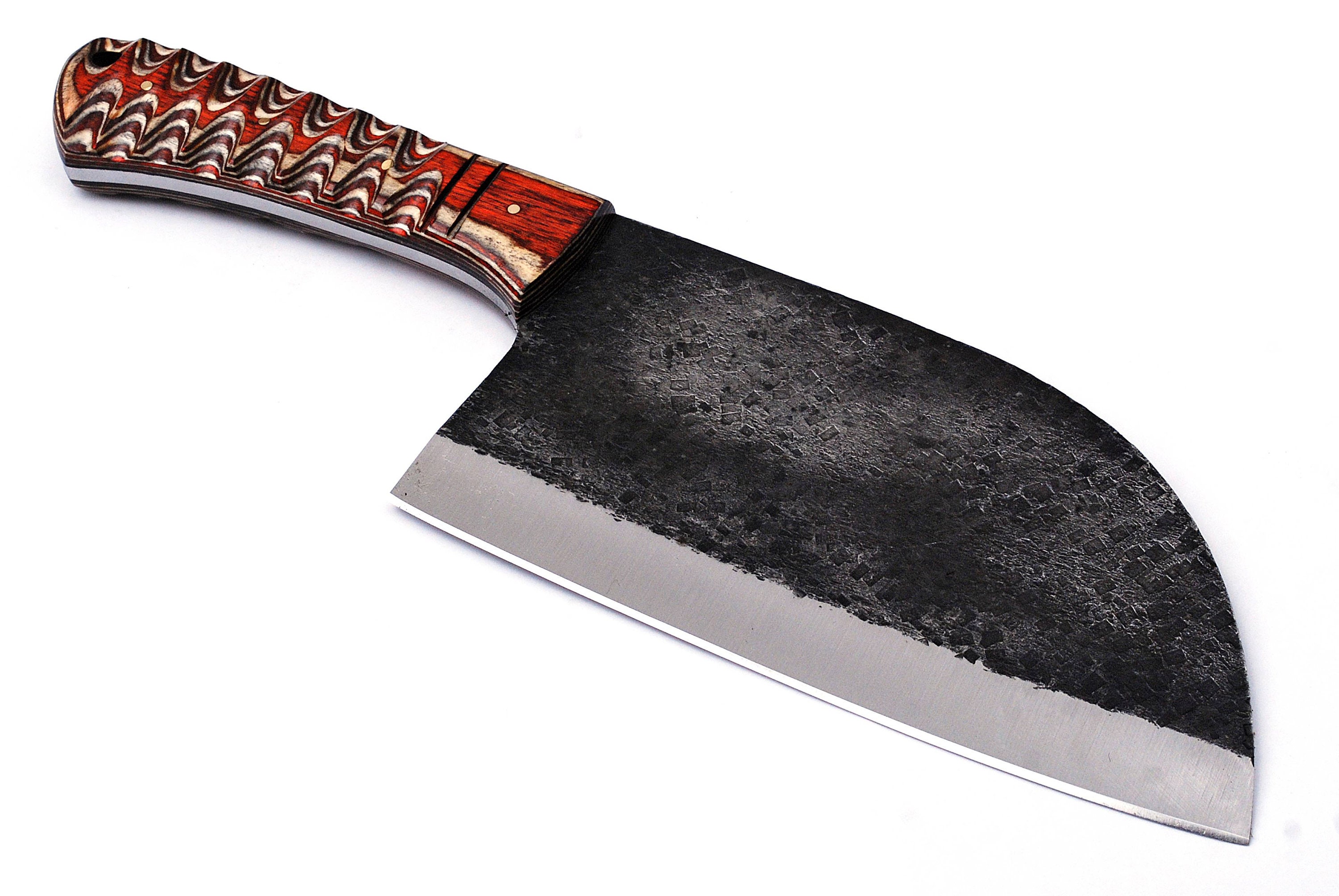 Chef Cleaver Handmade High Carbon Steel Chef’s Knife, Carved Wood ...