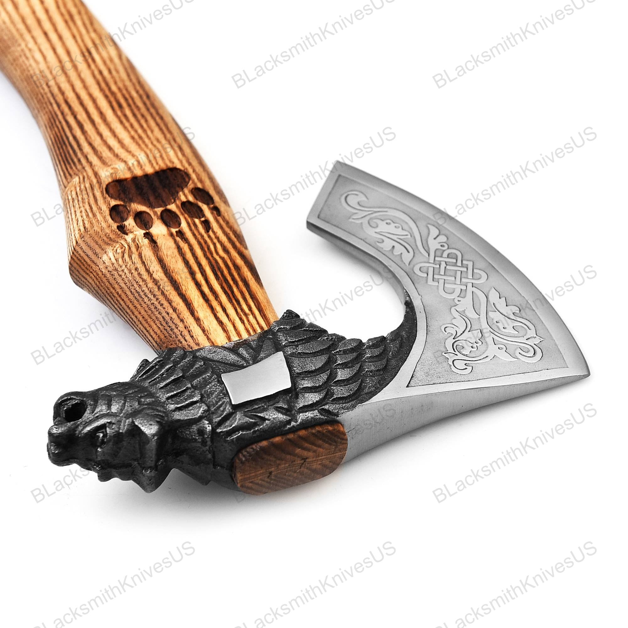 Bear Head Beautiful Viking Axe, Handmade Bearded Axe, Hunting Axe, Best Viking Axe, Bear Paw ...