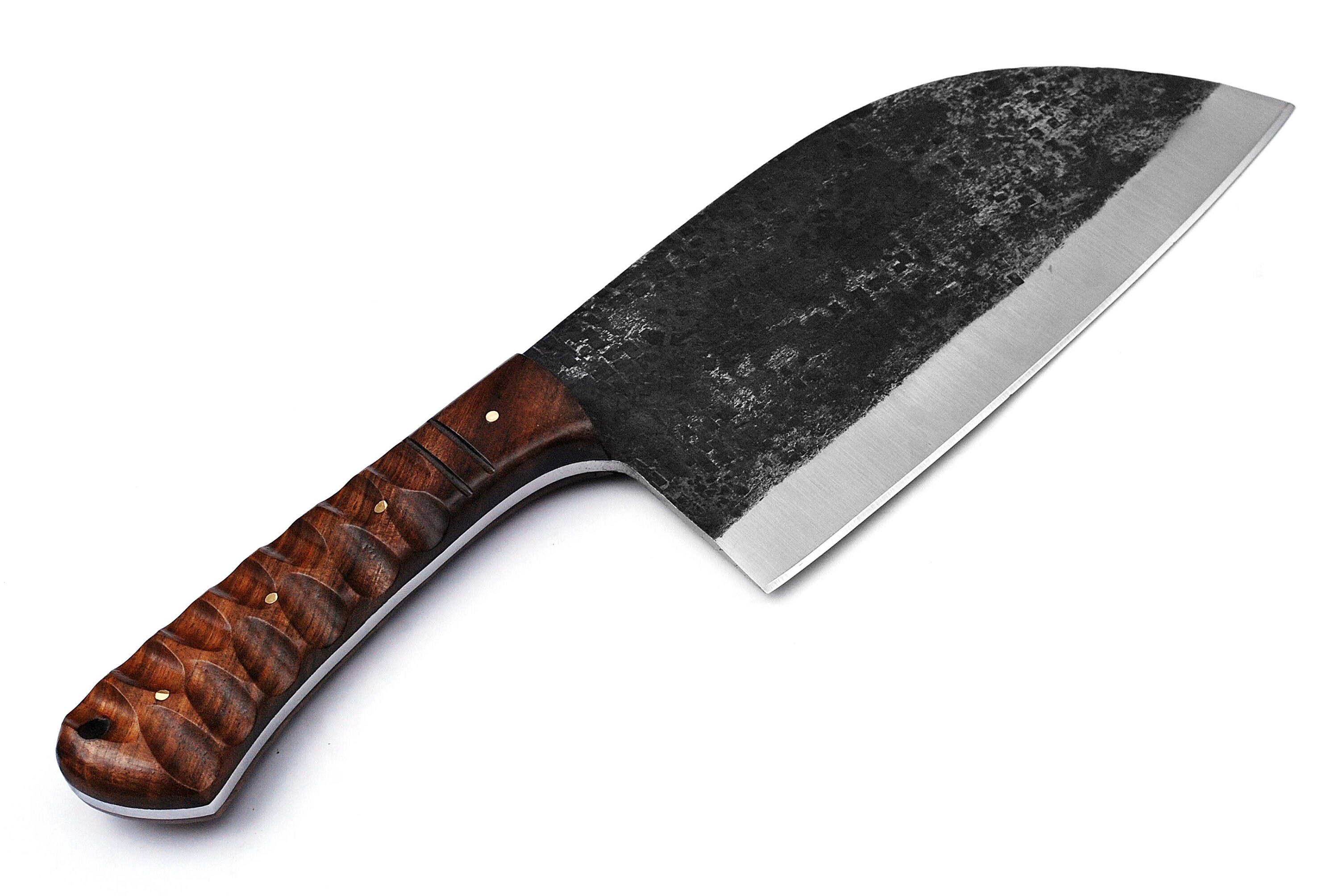 Chef Cleaver Handmade High Carbon Steel Chef’s Knife, Carved Wood ...
