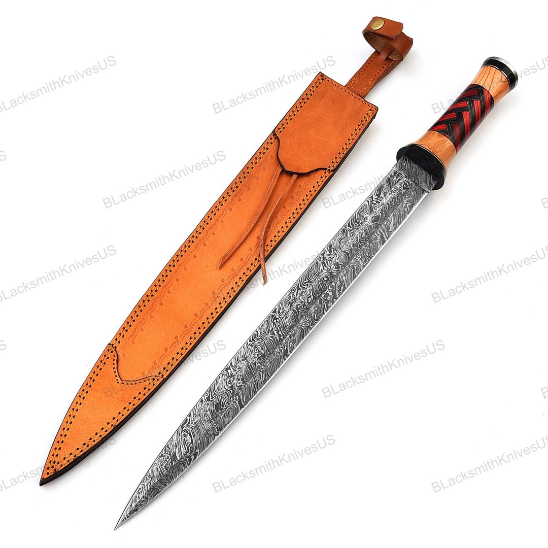 Viking Sword Custom Handmade Medieval Damascus Sword Battle Ready Sharp ...