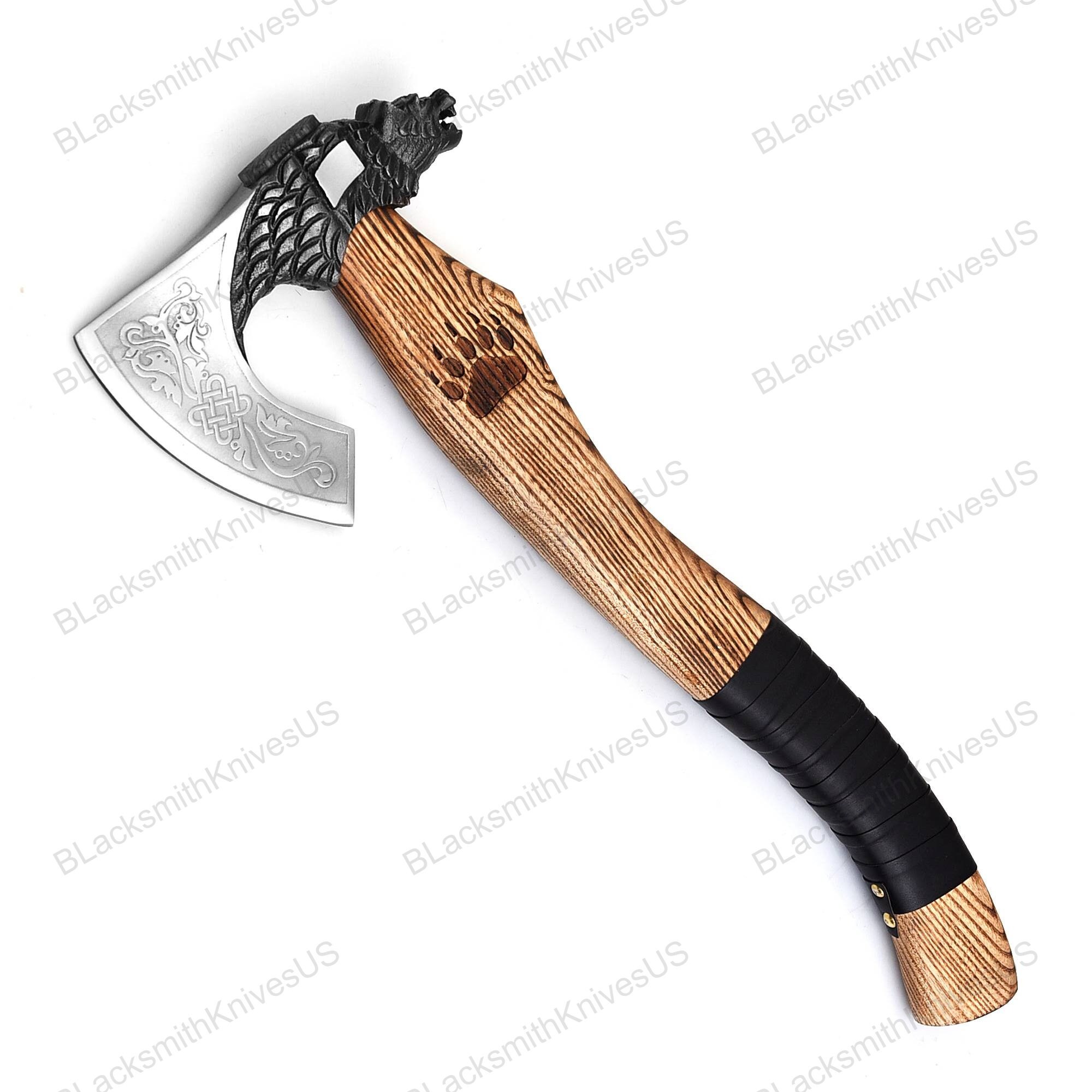 Bear Head Beautiful Viking Axe, Handmade Bearded Axe, Hunting Axe, Best ...