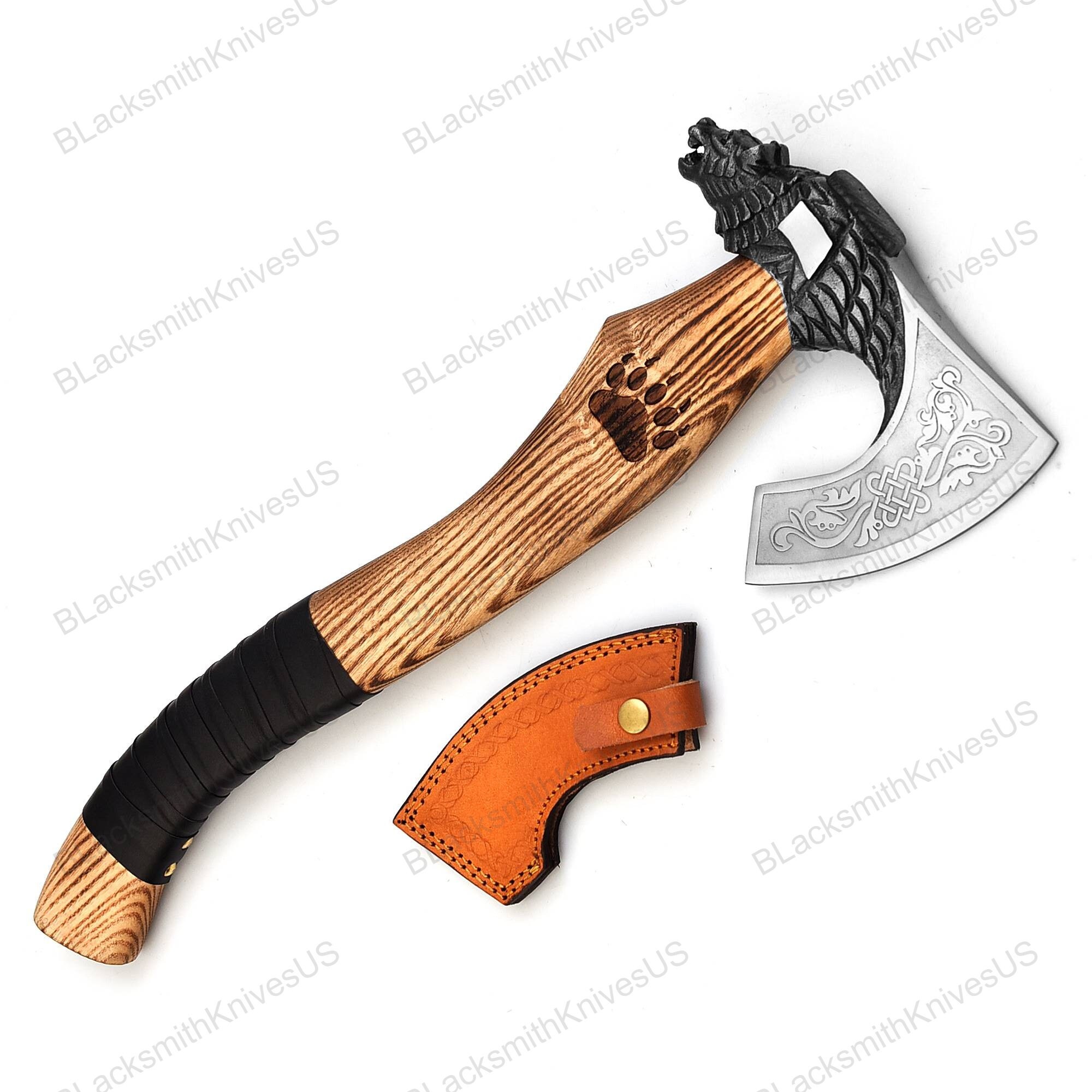 Bear Head Beautiful Viking Axe, Handmade Bearded Axe, Hunting Axe, Best ...