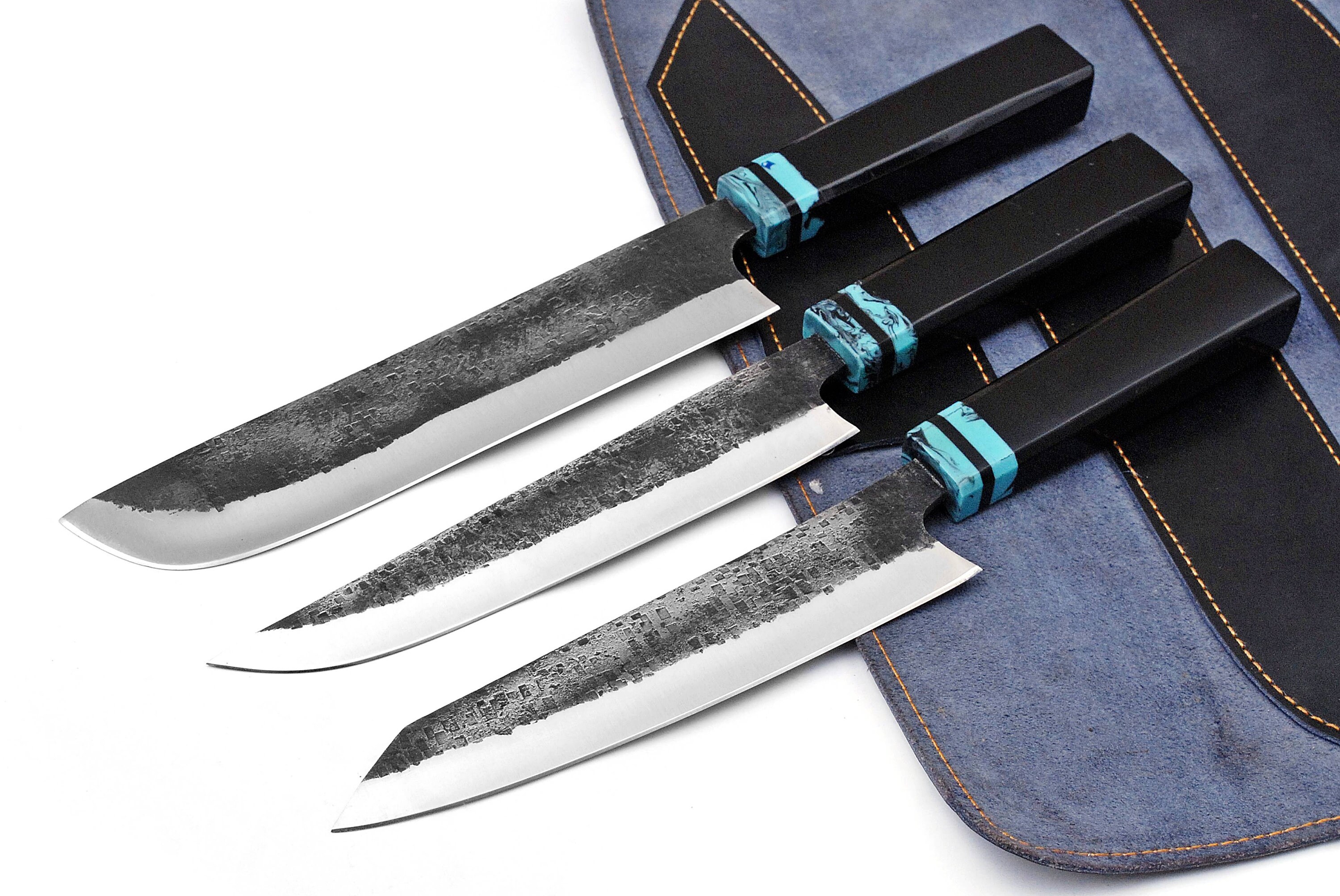 Hand Forged 1084 Carbon Steel Chef Knives Set, Premium Knife Set ...