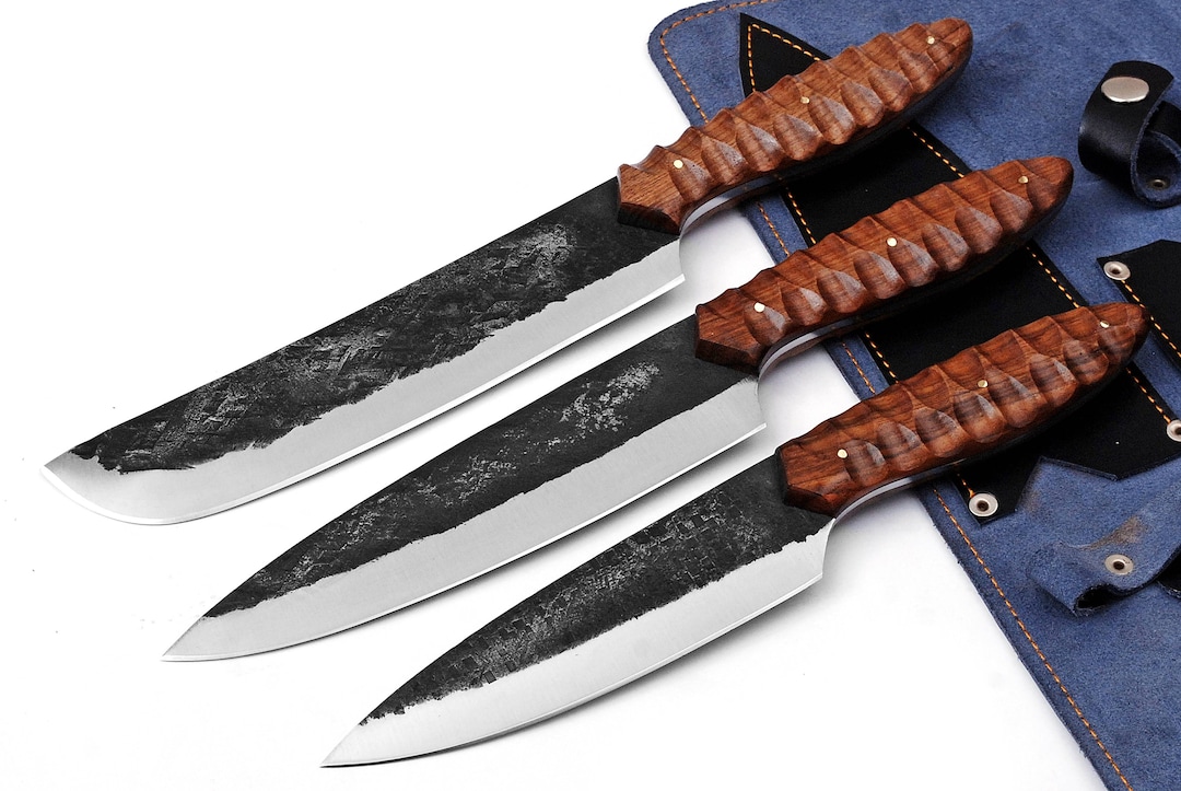 Hand Forged 1084 Carbon Steel Chef Knives Set, Premium Knife Set ...