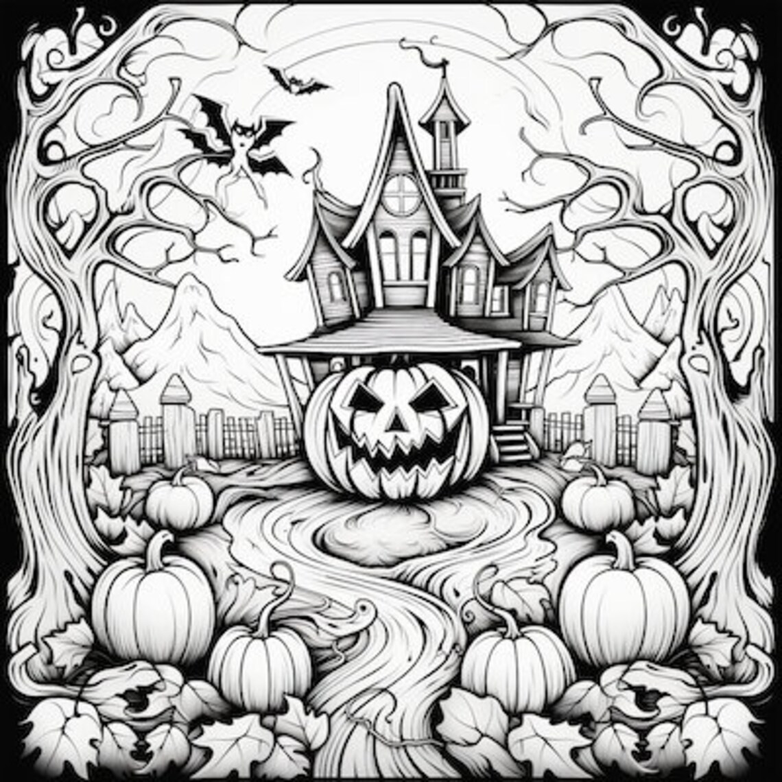 10 Halloween Coloring Pages - Advanced Level. - Etsy