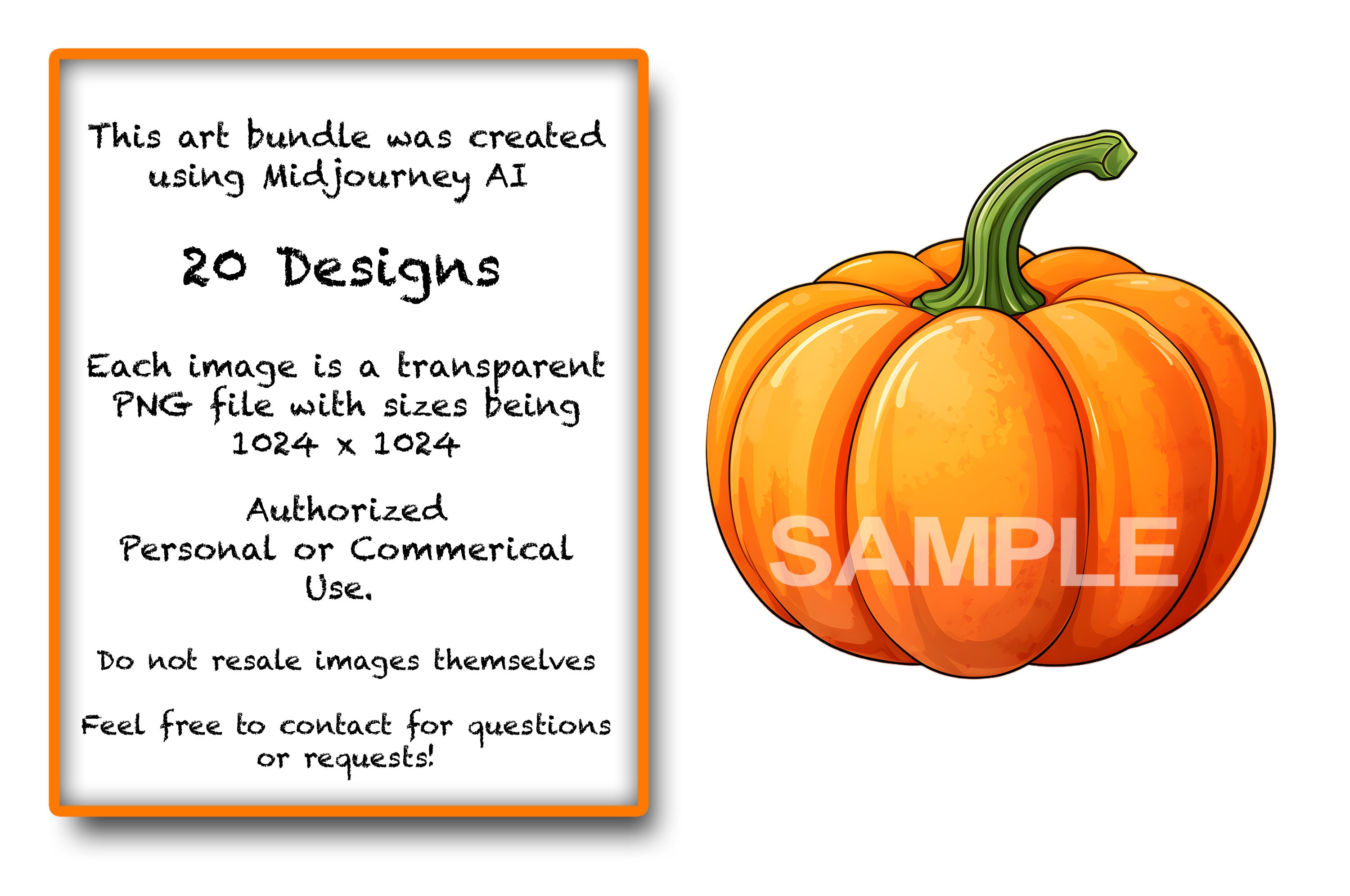 Pumpkin Clipart Bundle - PNG Format, Commercial Use Approved - Etsy