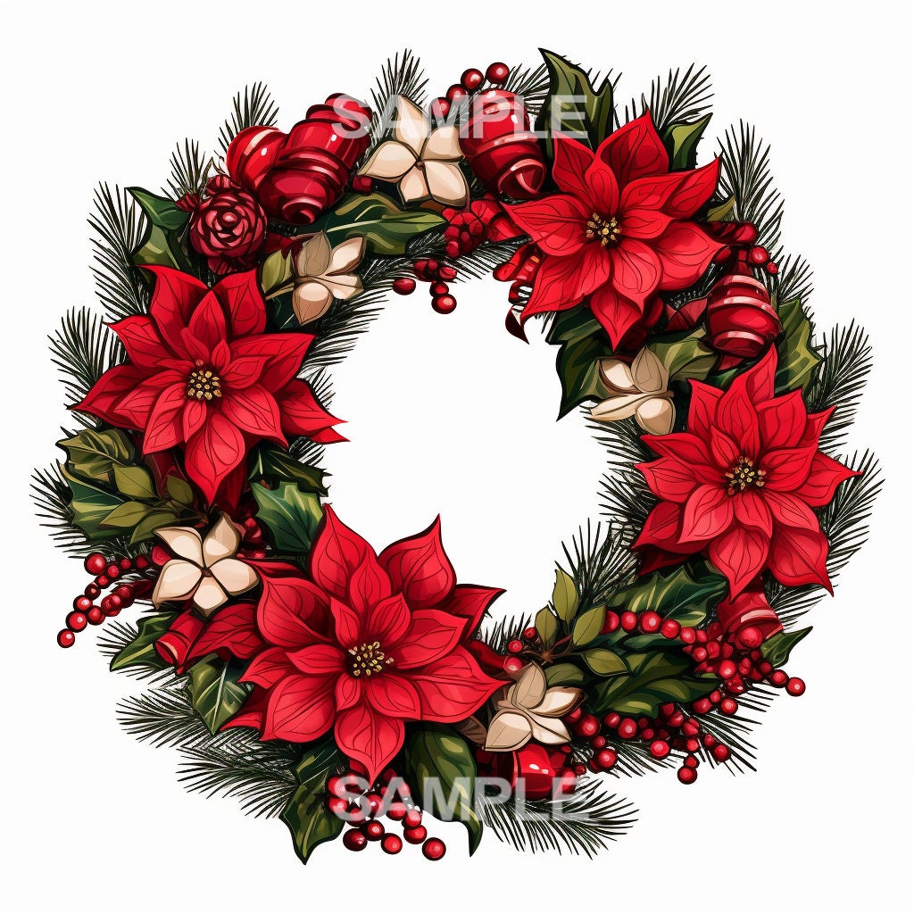 Christmas Wreath Clipart - PNG Format - Etsy