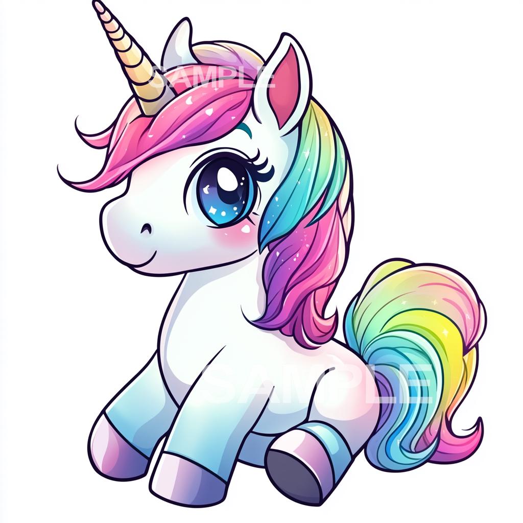 Cute Baby Unicorn Clipart - PNG Format, Commercial Use Approved - Etsy