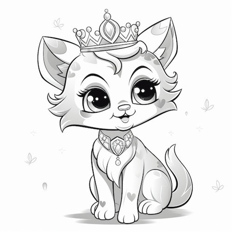 Kitten Princess Coloring Pages for Kids - Etsy