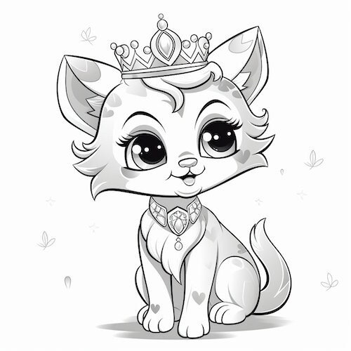 Kitten Princess Coloring Pages for Kids - Etsy