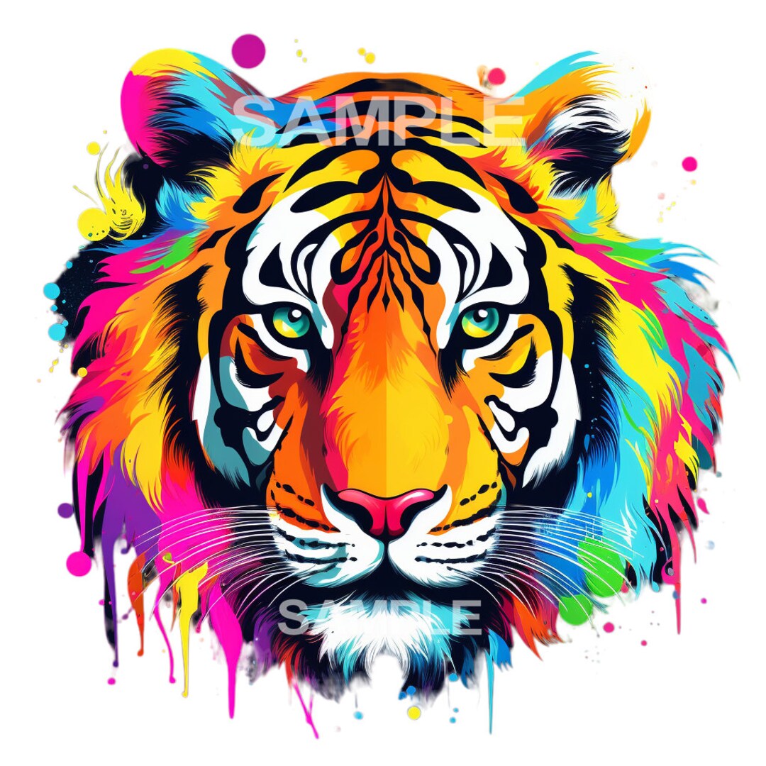 Colorful Tiger Clipart - PNG Format - Etsy