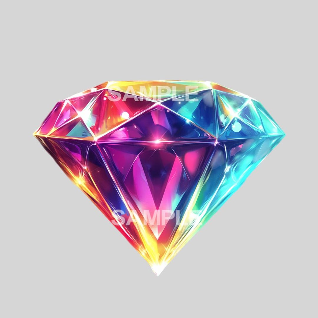 Rainbow Diamond Clipart - PNG Format - Etsy