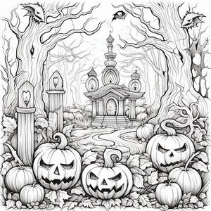 10 Halloween Coloring Pages - Advanced Level. - Etsy