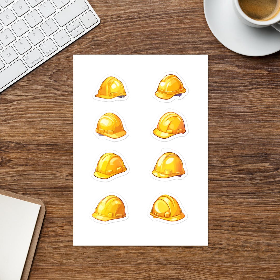 Hard Hat Sticker Sheet 8 Fun Hard Hat Stickers for Construction, Safety ...