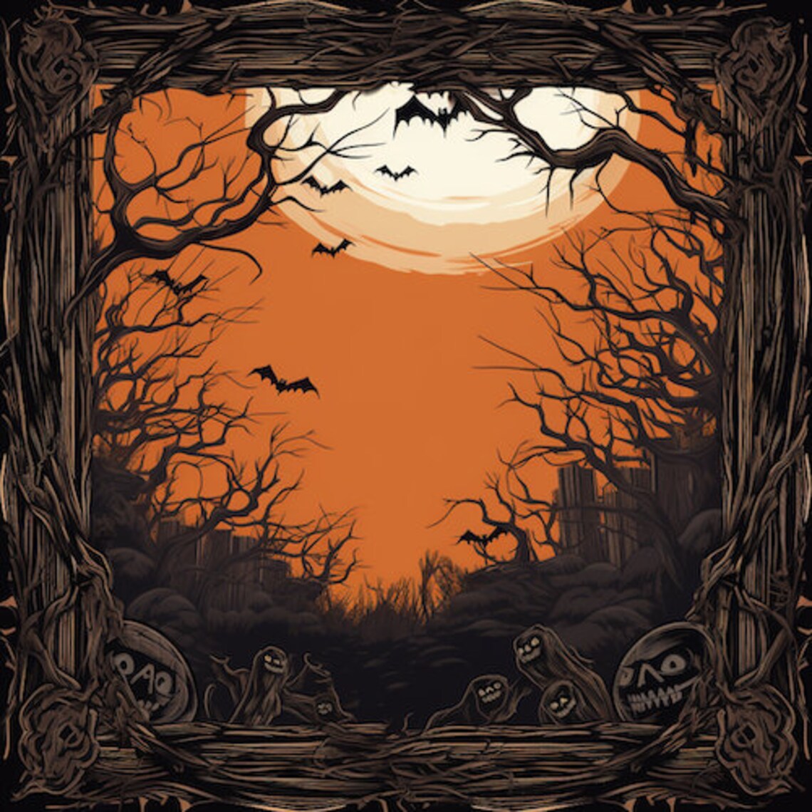 Spooky Halloween Frames: Digital Art for Decor & Crafts (digital ...