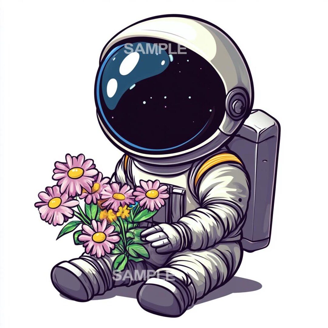 Cute Spaceman With Flowers Clipart - Valentine's Day - Cute Spaceman ...