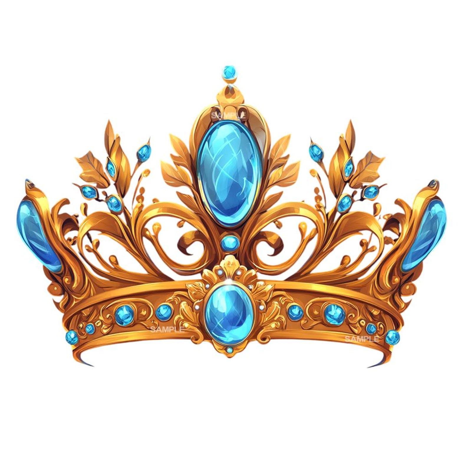 Gold and Blue Crown Clipart - Princess Crown Clipart - High Quality PNG ...
