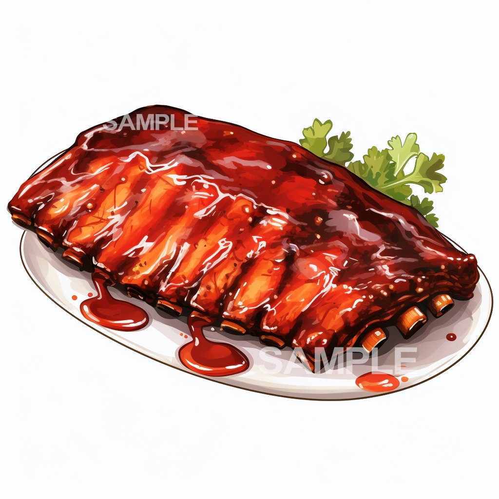 BBQ / Barbecue Ribs Clipart - PNG Format, Commercial Use Approved - Etsy