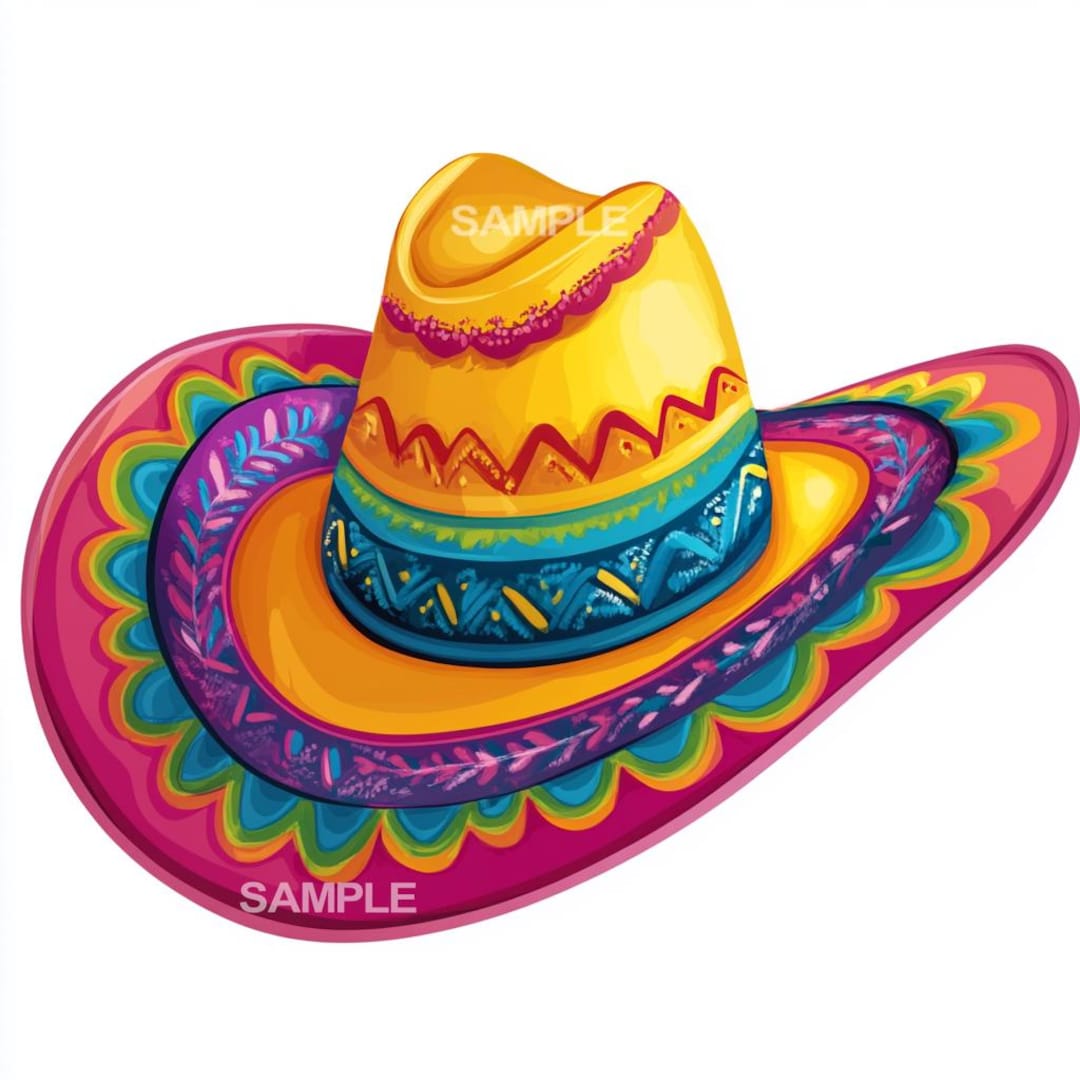 Colorful Sombrero Hat Clipart: Fiesta Party Decor (digital Download) - Etsy