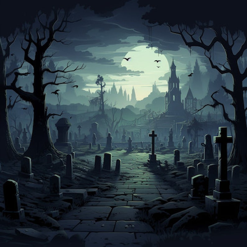 20 Graveyard Illustrations - Digital Images - Etsy