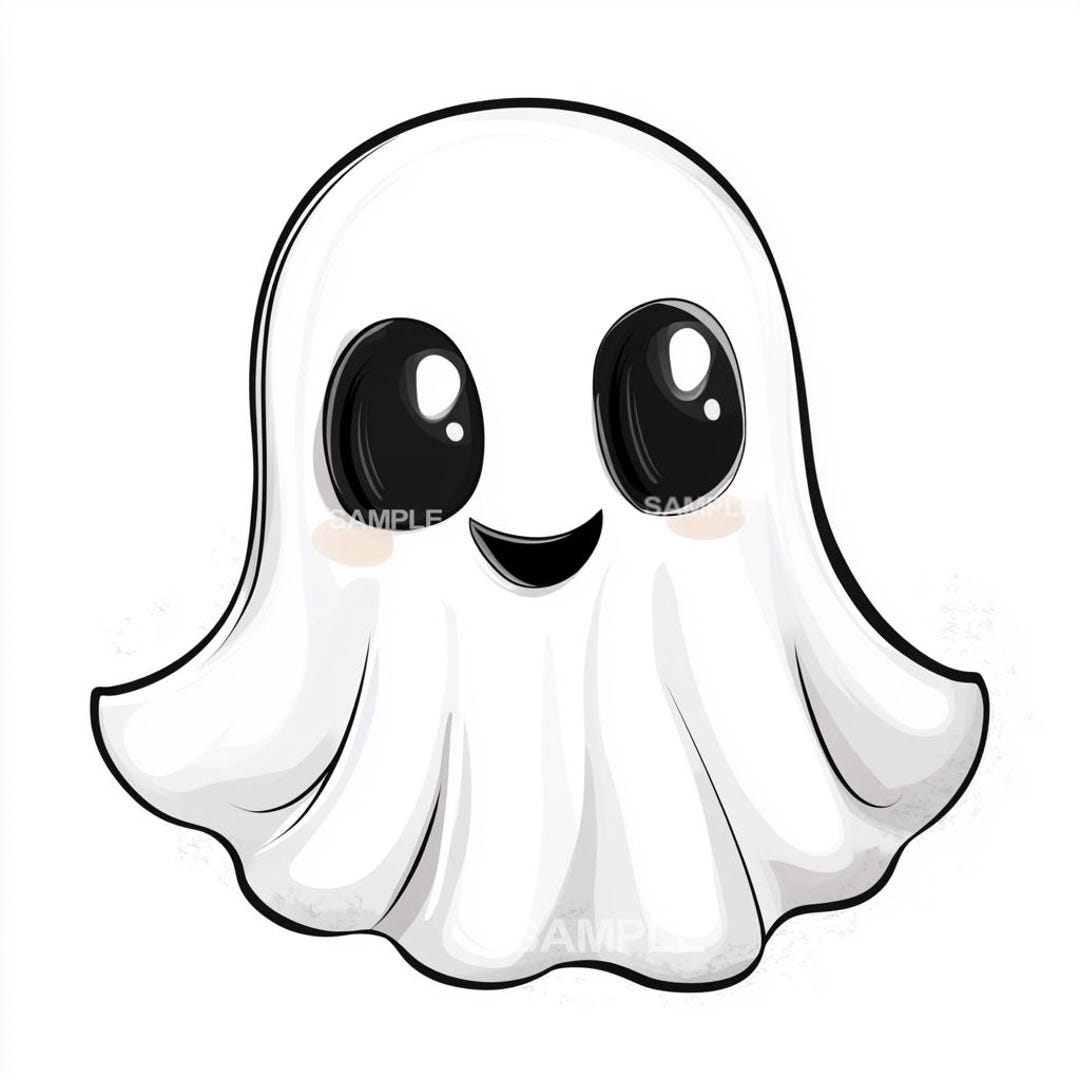 Cute Kawaii Ghost Clipart HD - PNG Format, Commercial Use Approved - Etsy