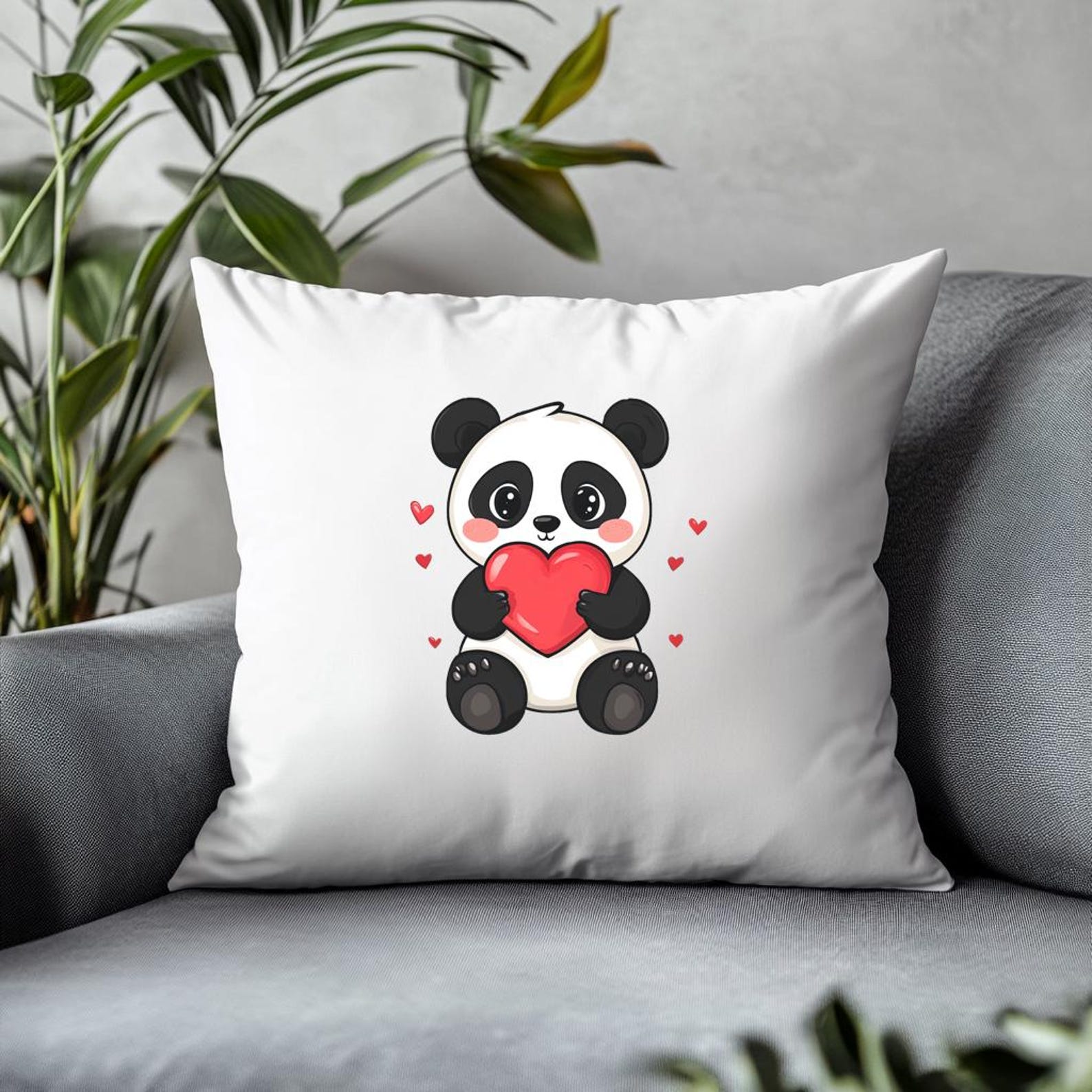 Cute Panda Bear Holding Heart Clipart - Valentine's Day Panda Bear ...