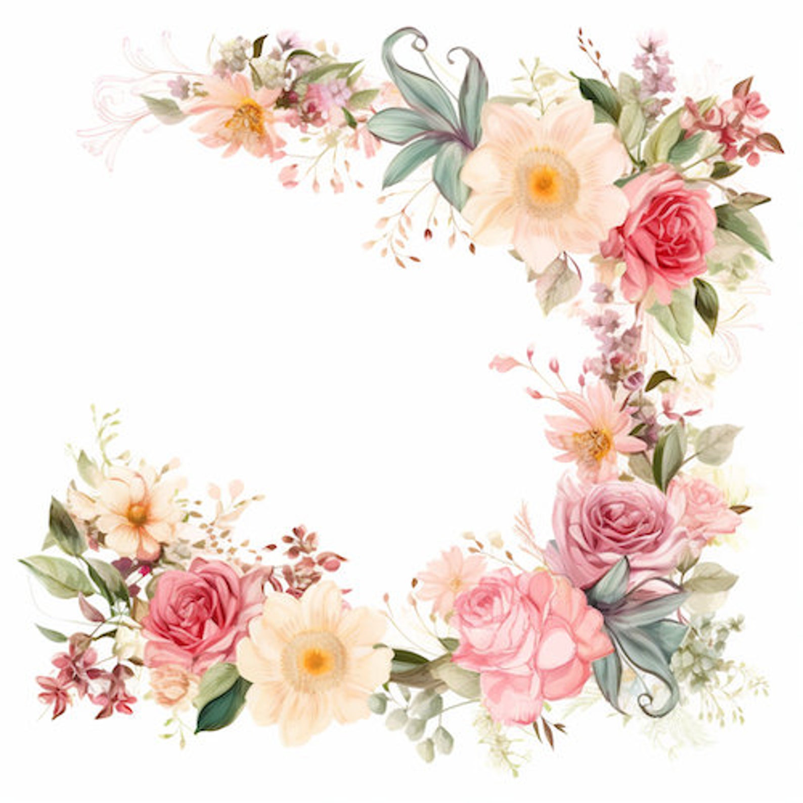 20 X Wedding Floral Frames Digital Images High Quality - Etsy