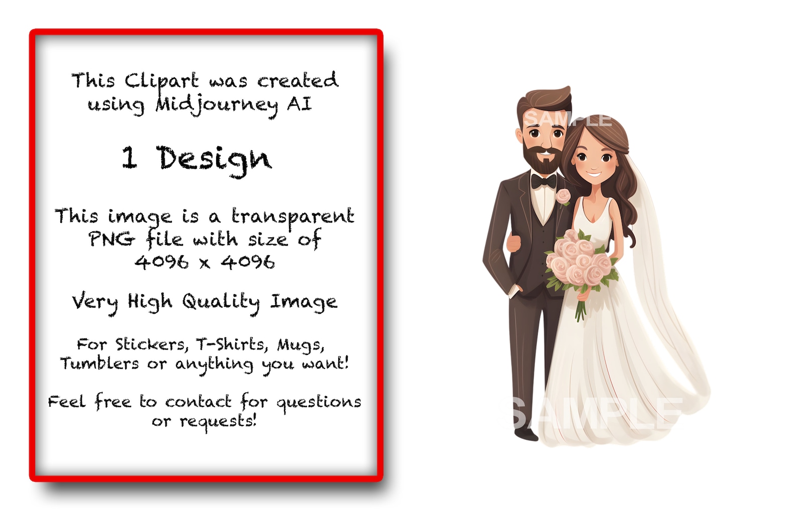 Wedding Couple Clipart - PNG Format, Commercial Use Approved - Etsy
