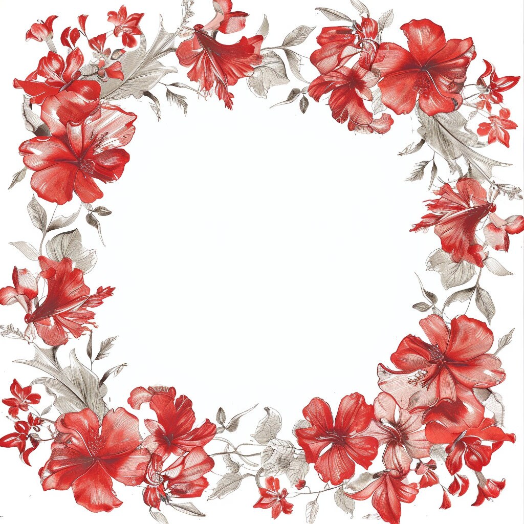 Red Floral Frames Digital Images - Etsy
