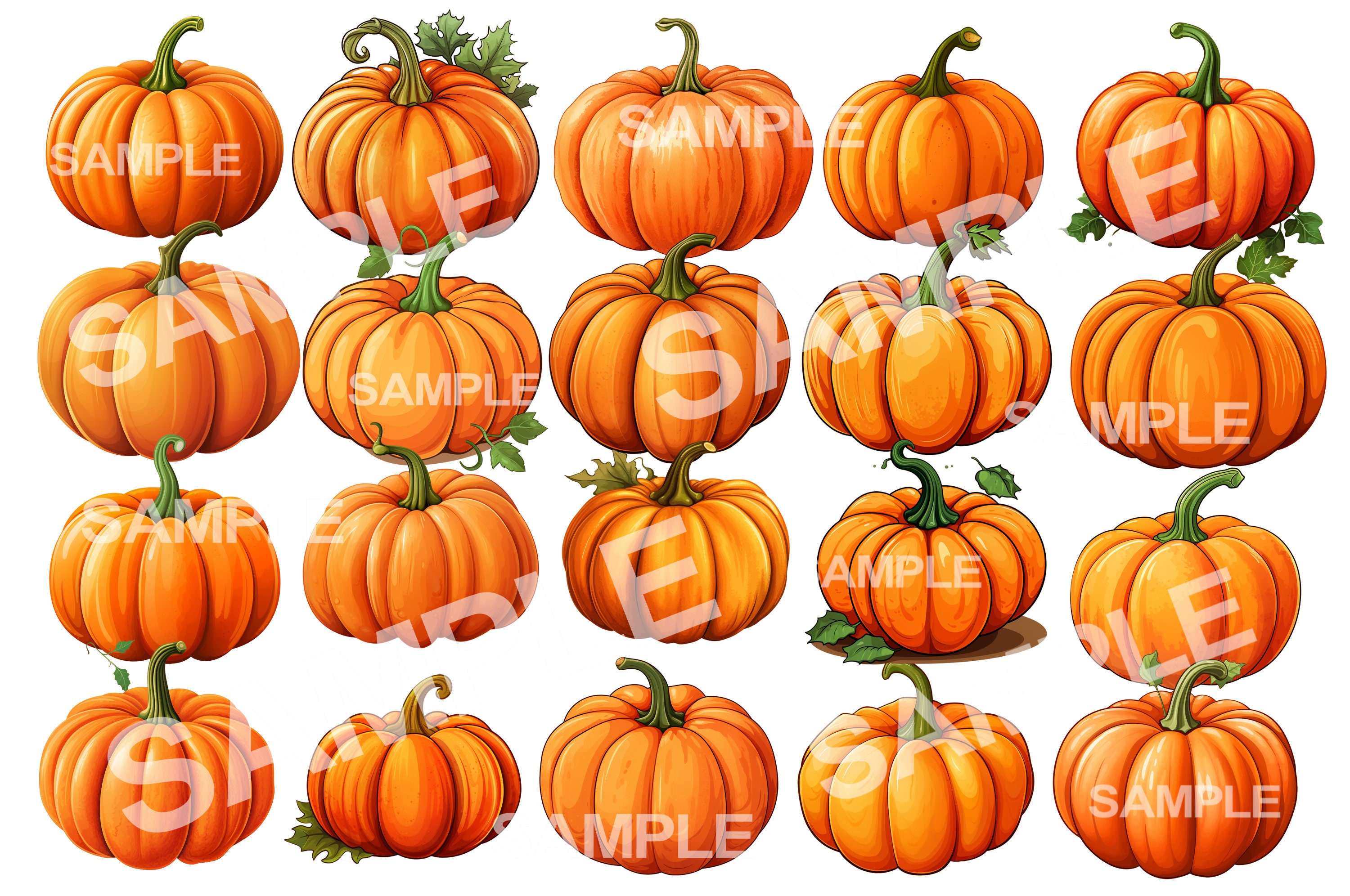 Pumpkin Clipart Bundle - PNG Format, Commercial Use Approved - Etsy